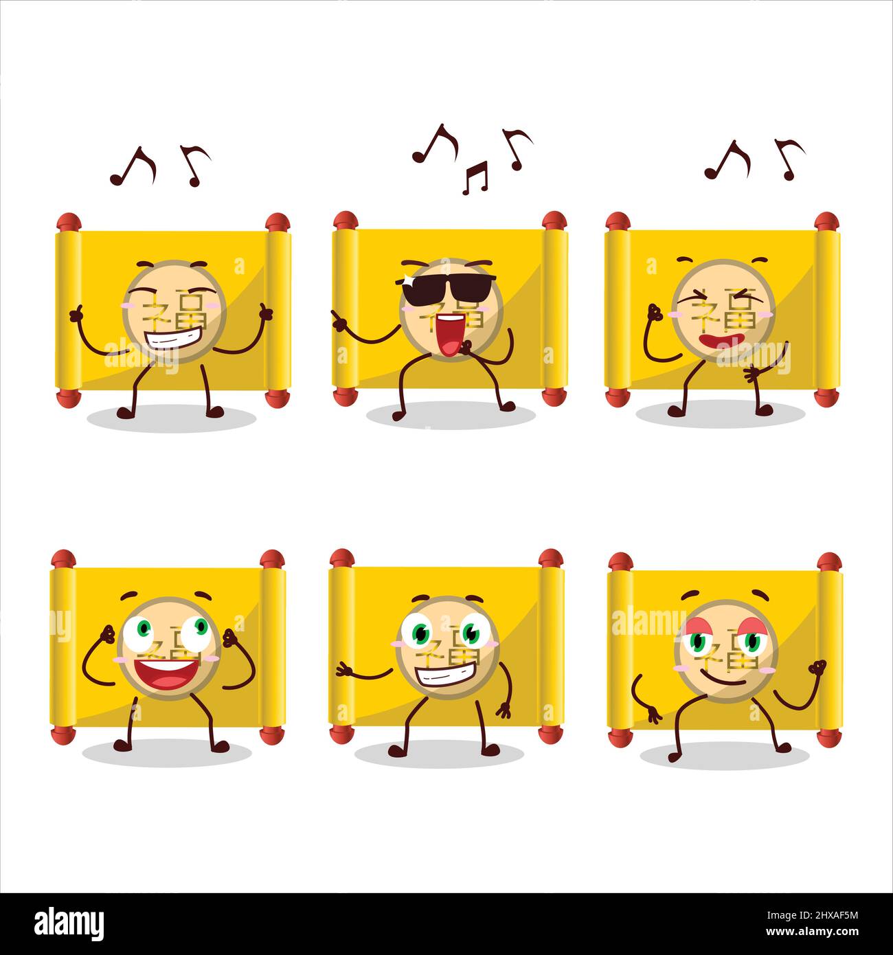 An image of yellow paper roll chinese dancer cartoon character enjoying ...