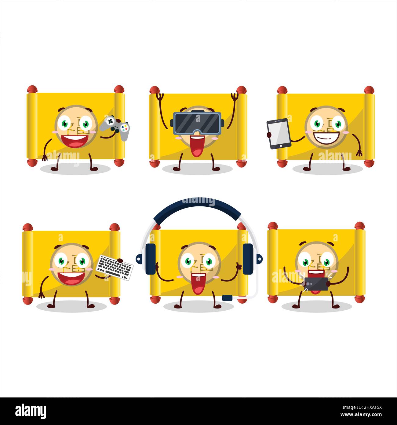 Yellow paper roll chinese cartoon character are playing games with ...