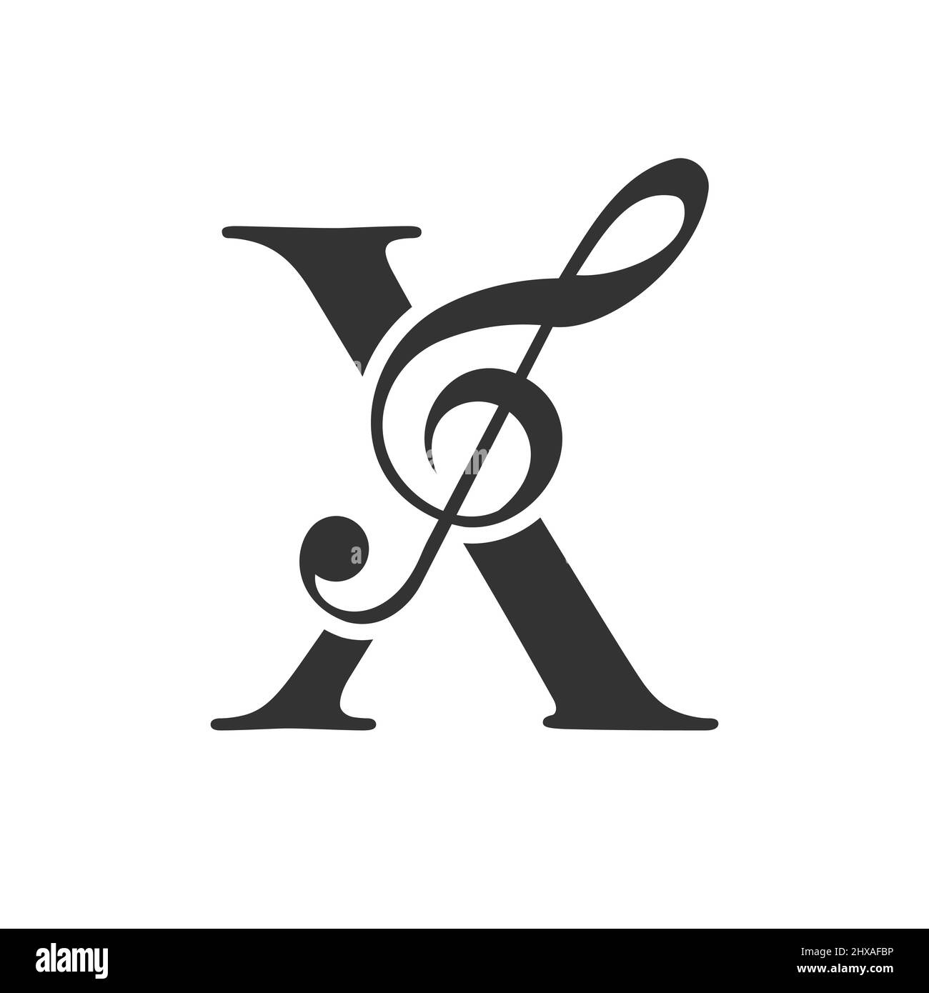 Music Logo On Letter X Concept. X Music Note Sign, Sound Music Melody ...
