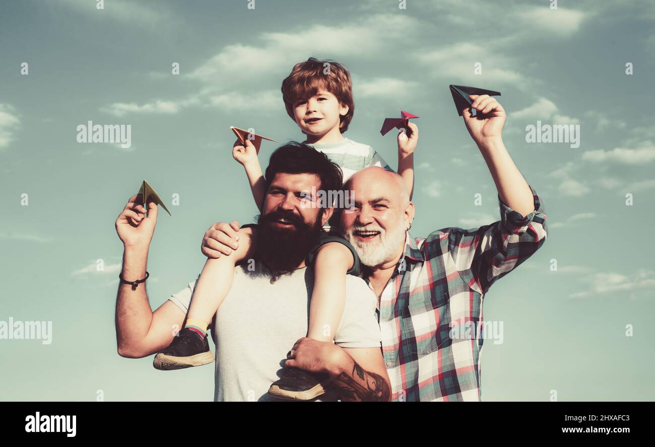 Generation concept. Happy men loving family. Happy family. Male multi ...