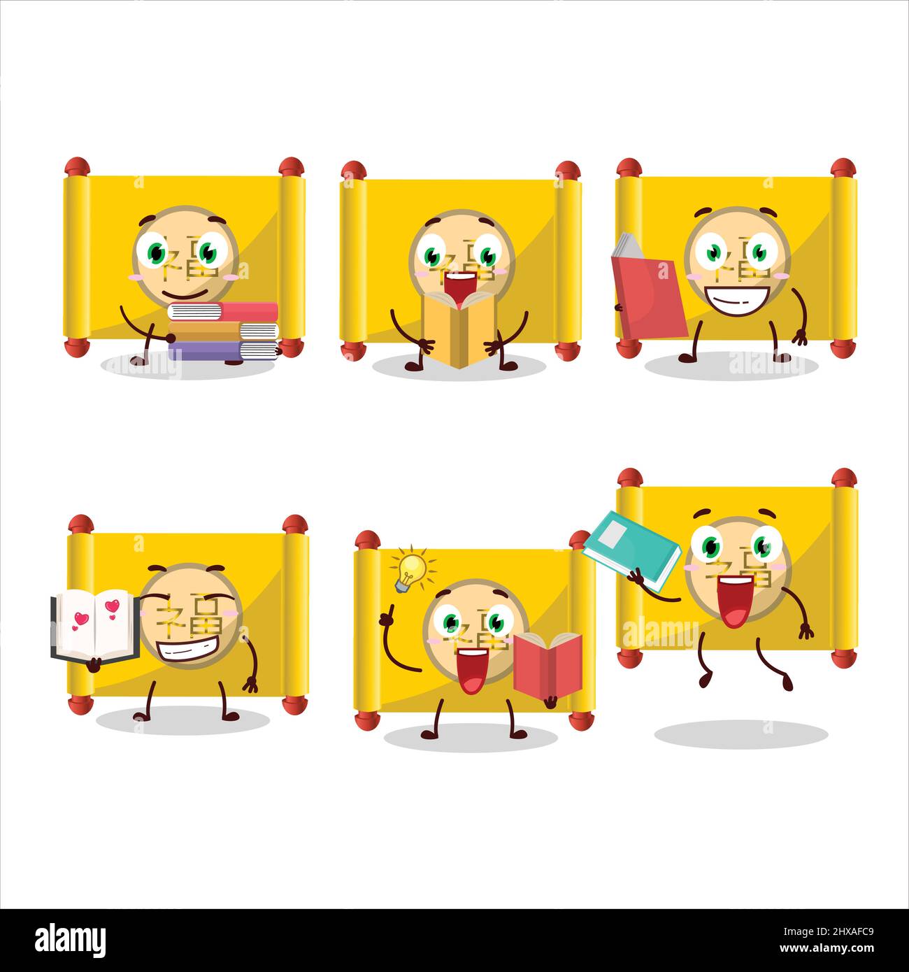 A picture of yellow paper roll chinese cartoon character concept ...