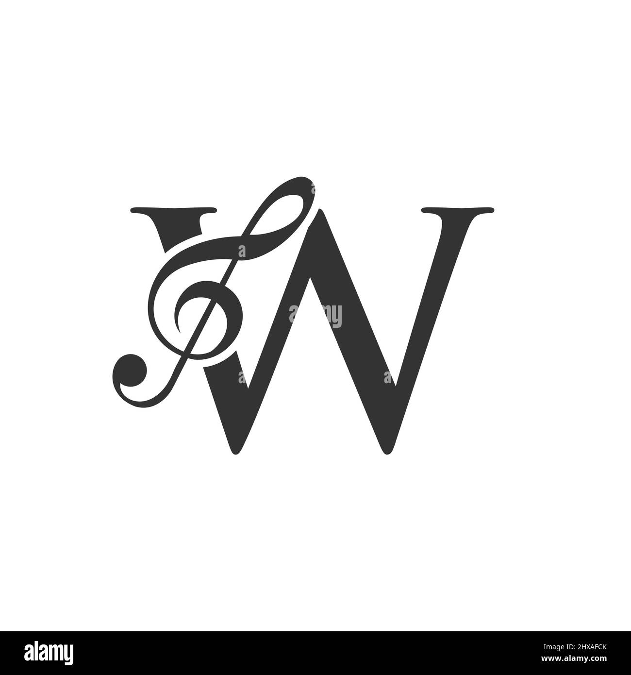 Music Logo On Letter W Concept. W Music Note Sign, Sound Music Melody ...
