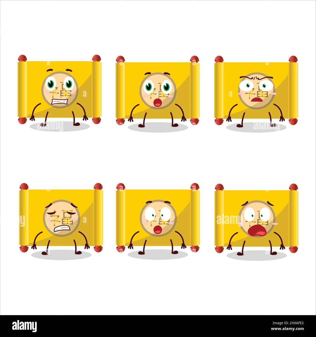 Character cartoon of yellow paper roll chinese with scared expression ...