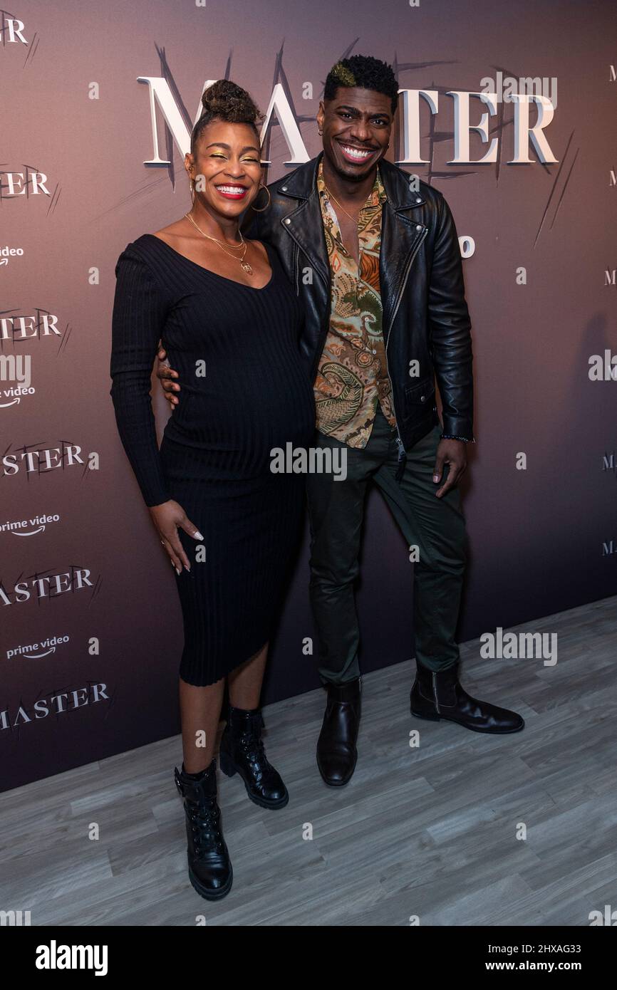 New York, NY - March 10, 2022: Pregnant Amber Wright and Jawan M ...