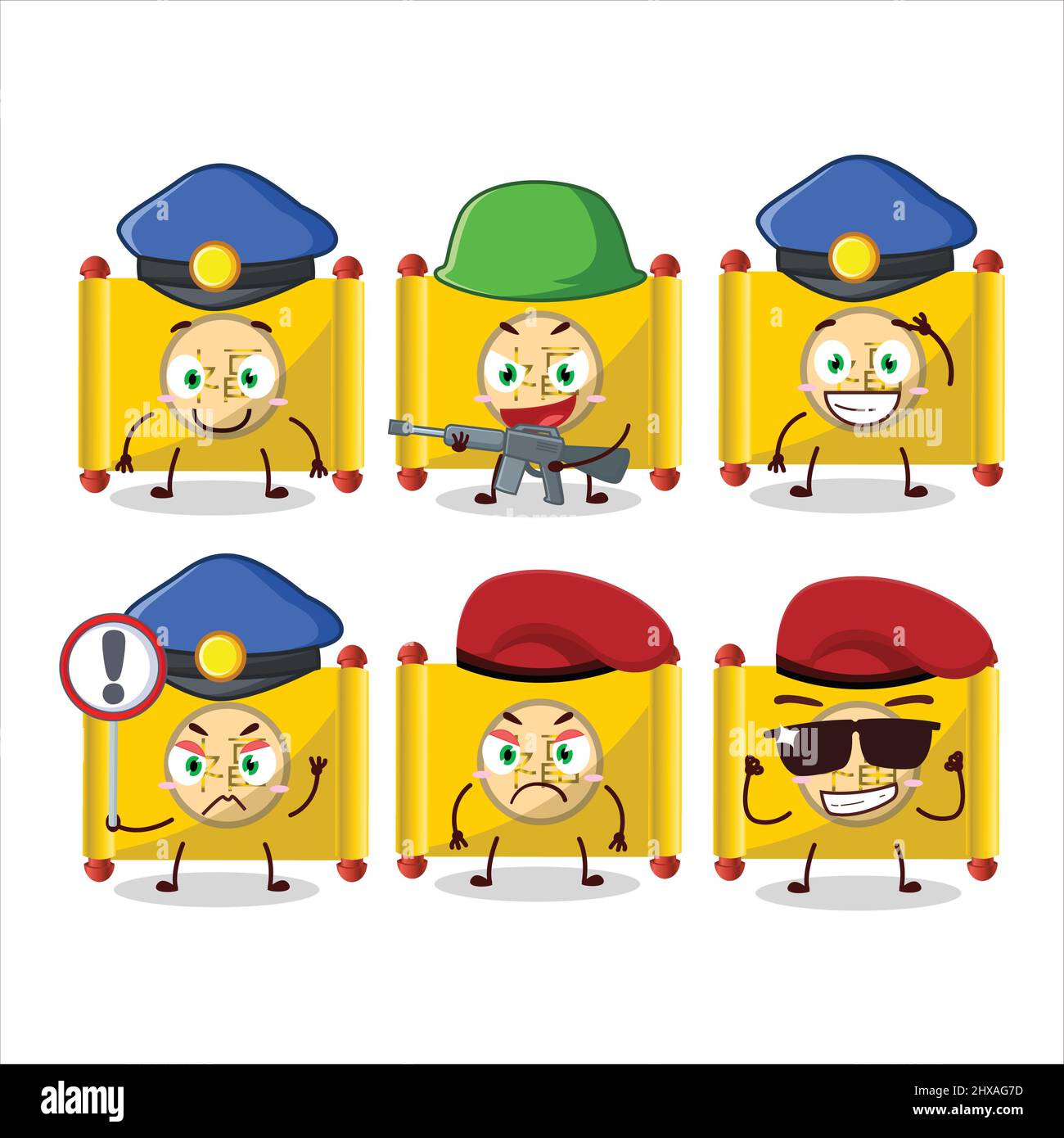A dedicated Police officer of yellow paper roll chinese mascot design ...