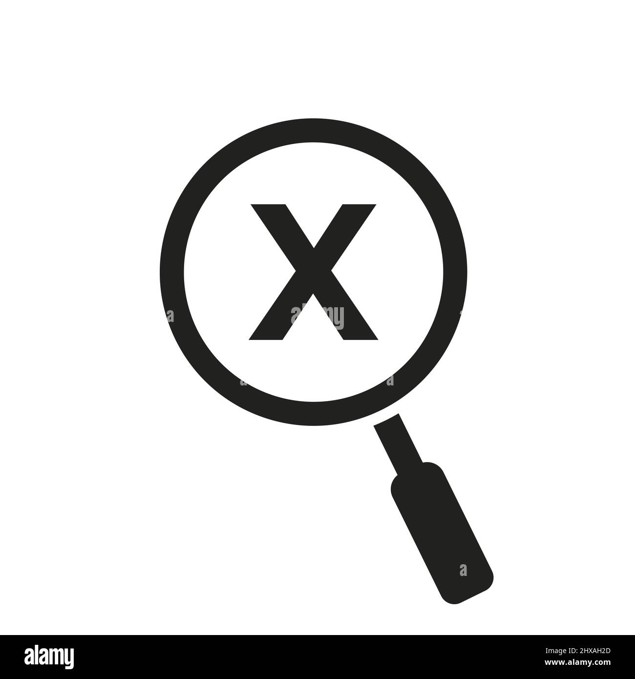 Search Logo On Letter X Vector Template. Magnifying Glass On Letter X ...