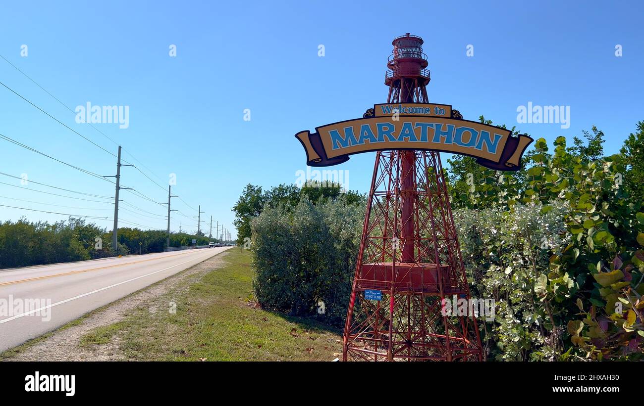 City of Marathon welcome sign on the Florida Keys - ISLAMORADA, UNITED ...