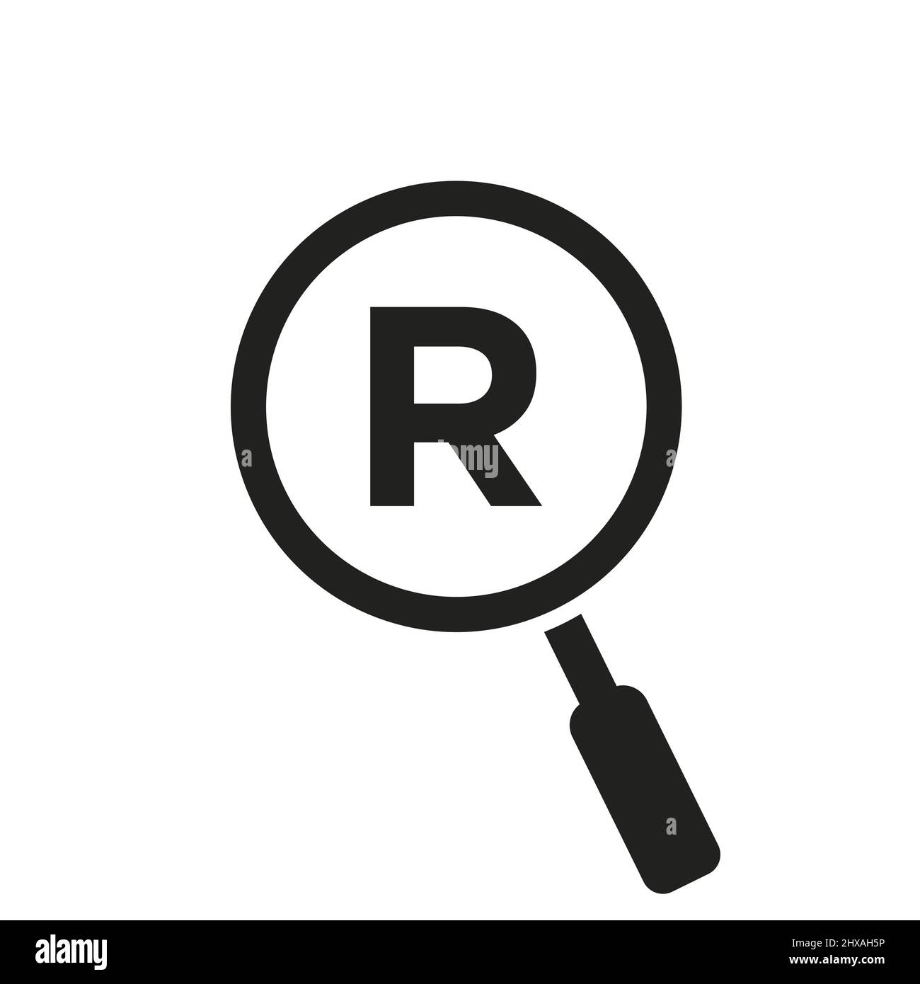 Search Logo On Letter R Vector Template. Magnifying Glass On Letter R ...