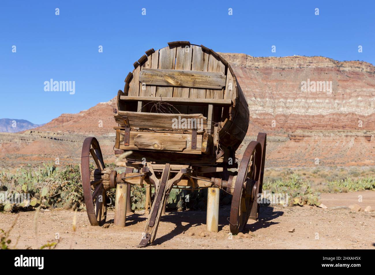 Isolated Old Vintage Wooden Wild West Pioneer Stage Coach Wagon Wheel ...