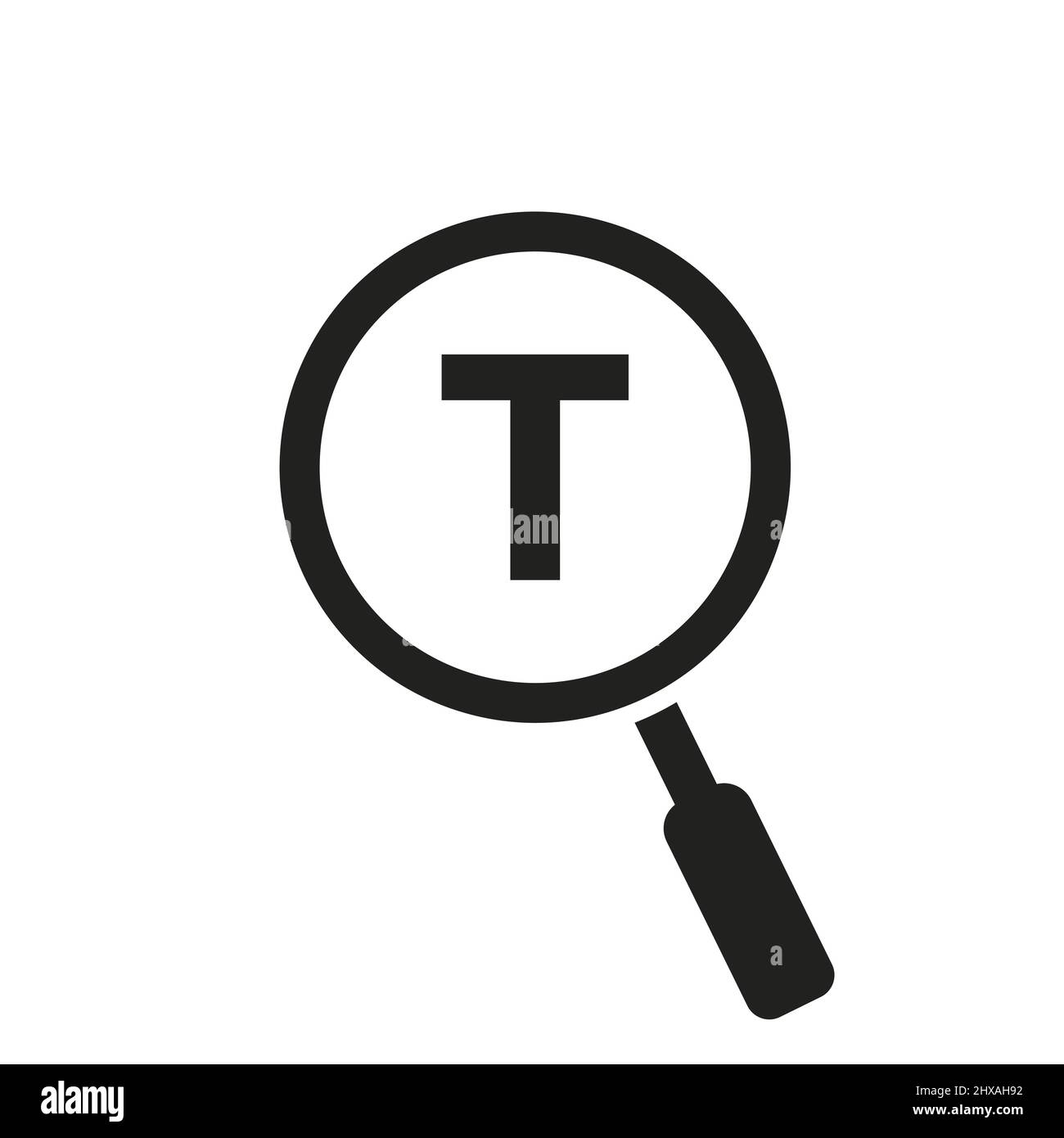 Search Logo On Letter T Vector Template. Magnifying Glass On Letter T ...