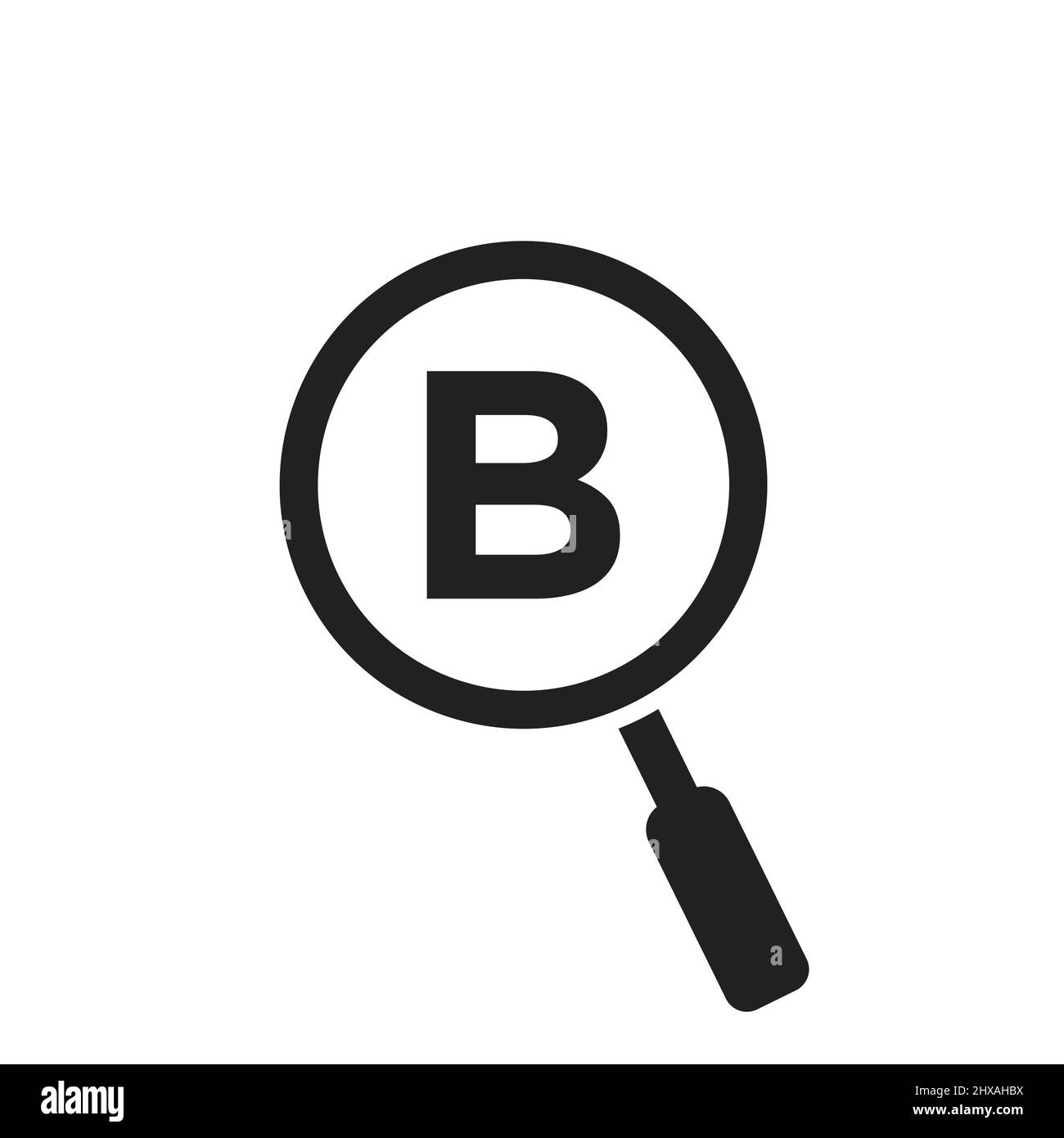 Search Logo On Letter B Vector Template. Magnifying Glass On Letter B ...