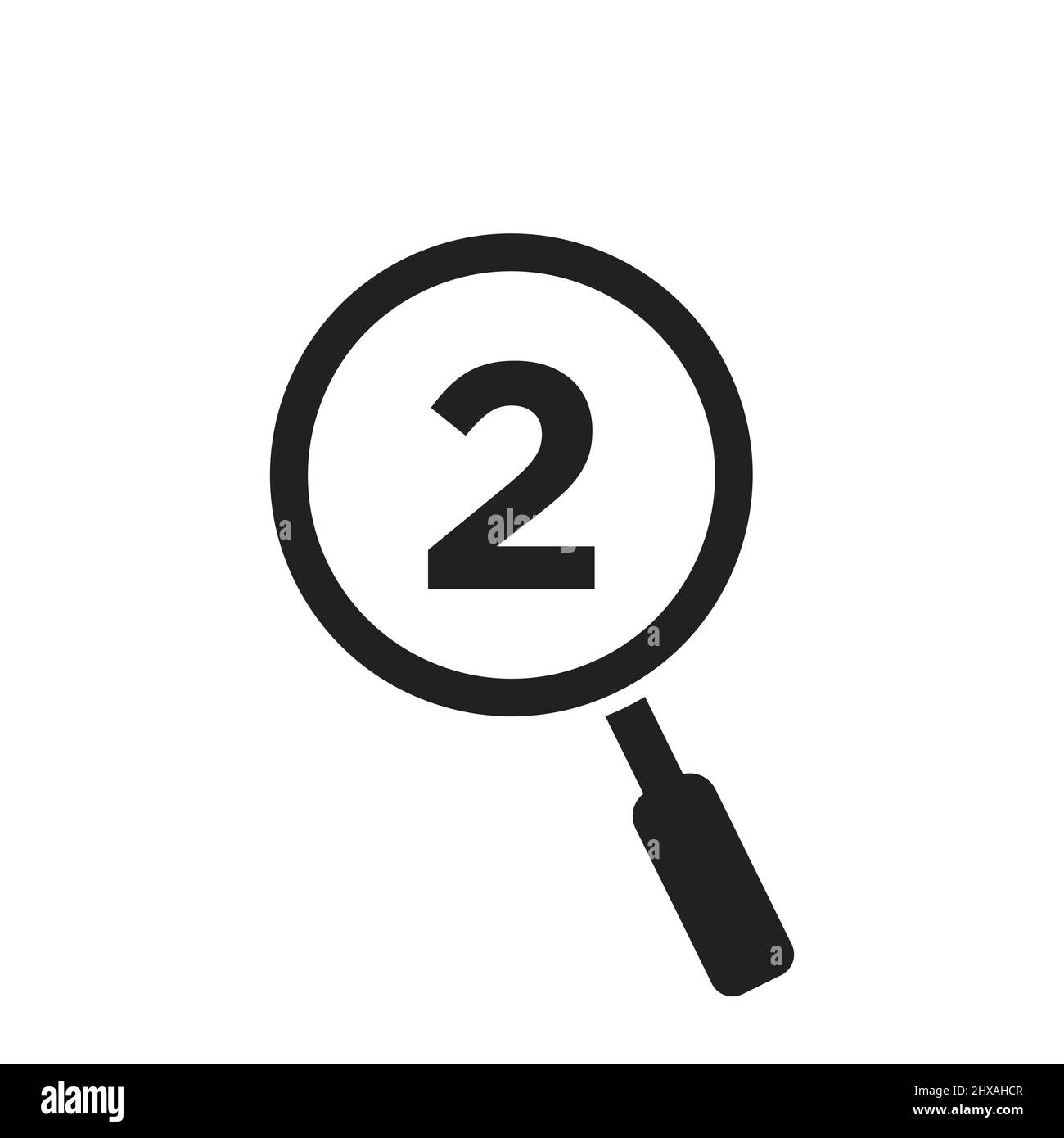 Search Logo On Letter 2 Vector Template. Magnifying Glass On Letter 2 ...