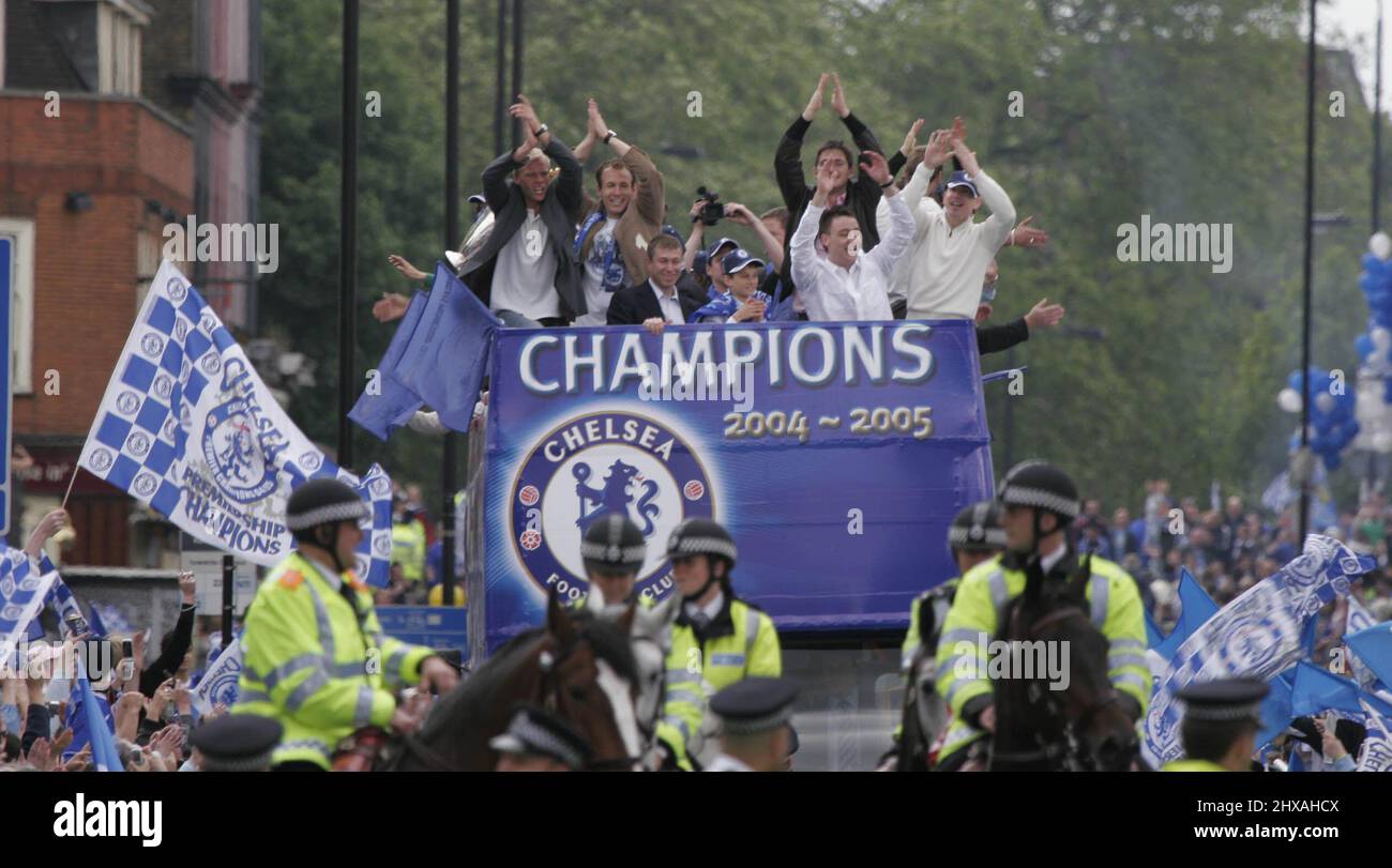 Chelsea Football Club players and Russian owner Roman Abramovich parade ...