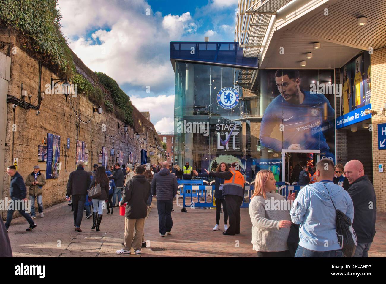 Chelsea Football Club rear entrance area behind The Shed at Stamford ...