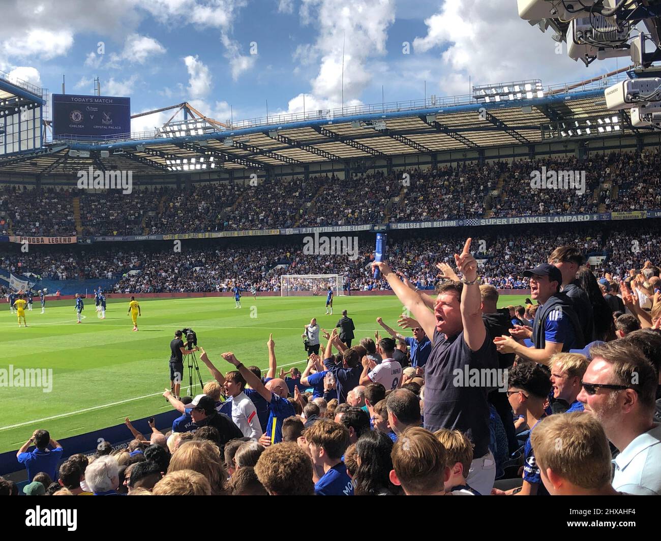 Fulham, London, UK14th August, 2021 Fans applaud their team at Stamford ...