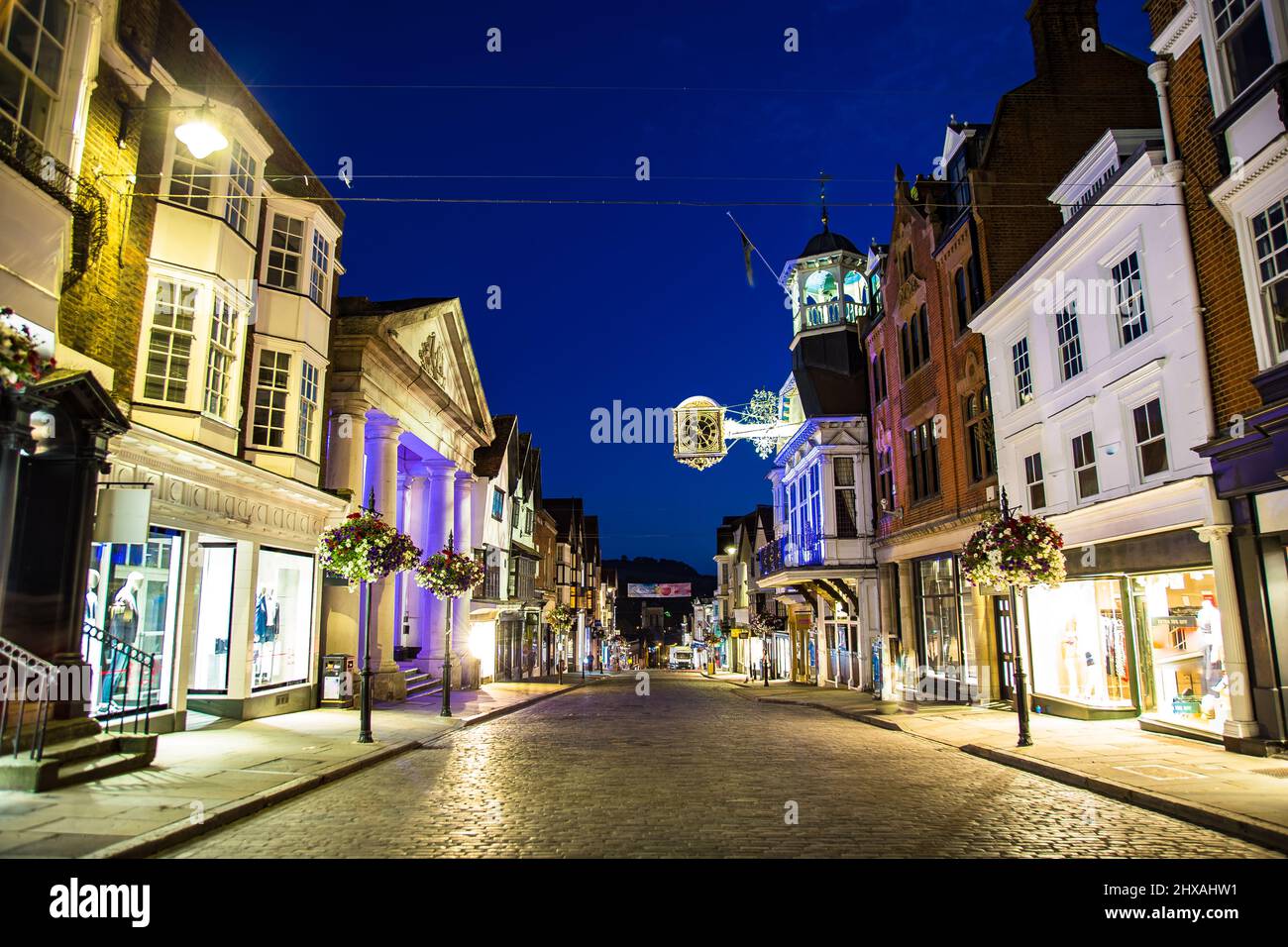 Guildford High Street at night Surrey England Stock Photo - Alamy