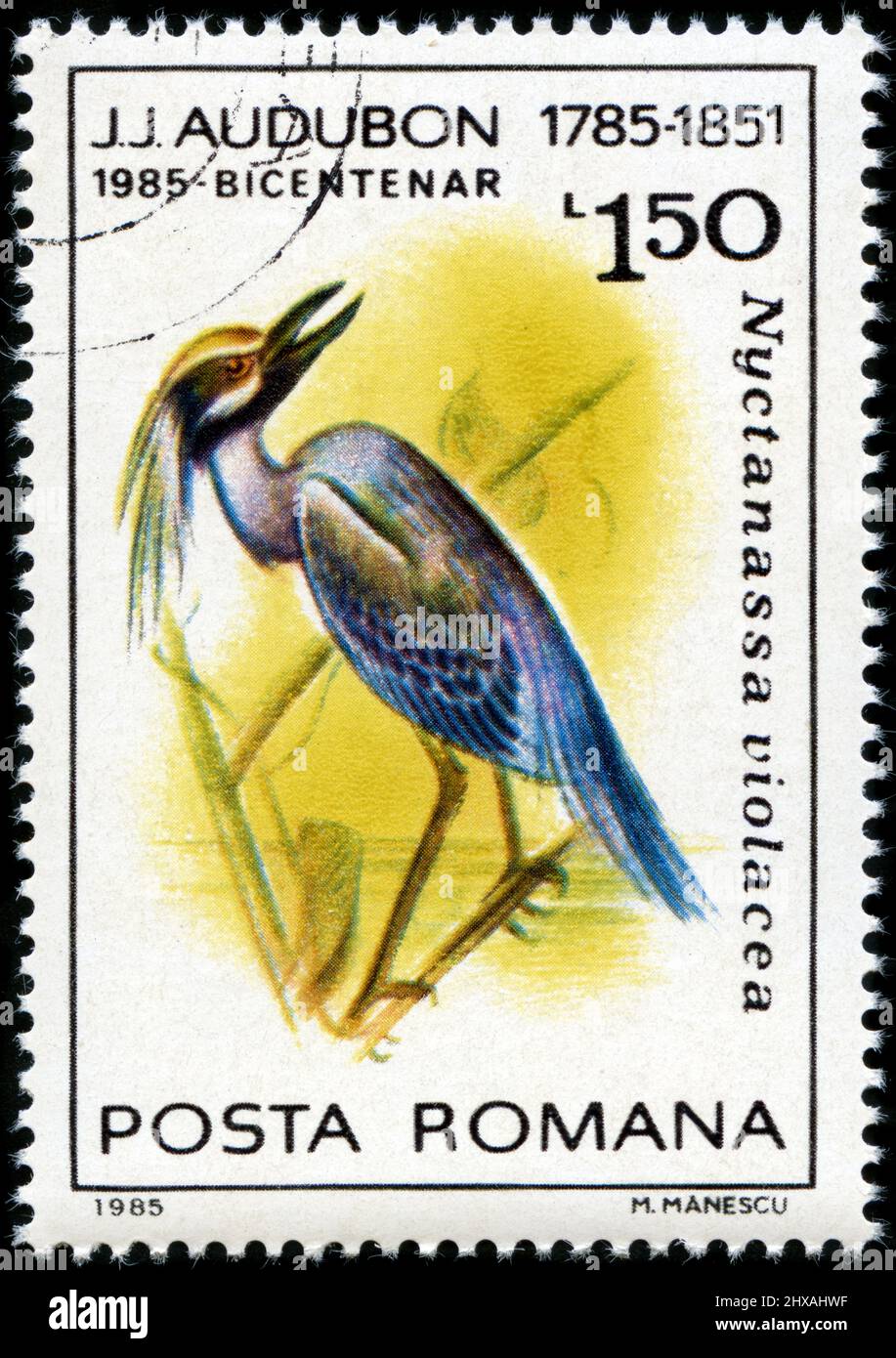 Postage stamp from Romania in the 200th Birth Anniversary of John James ...