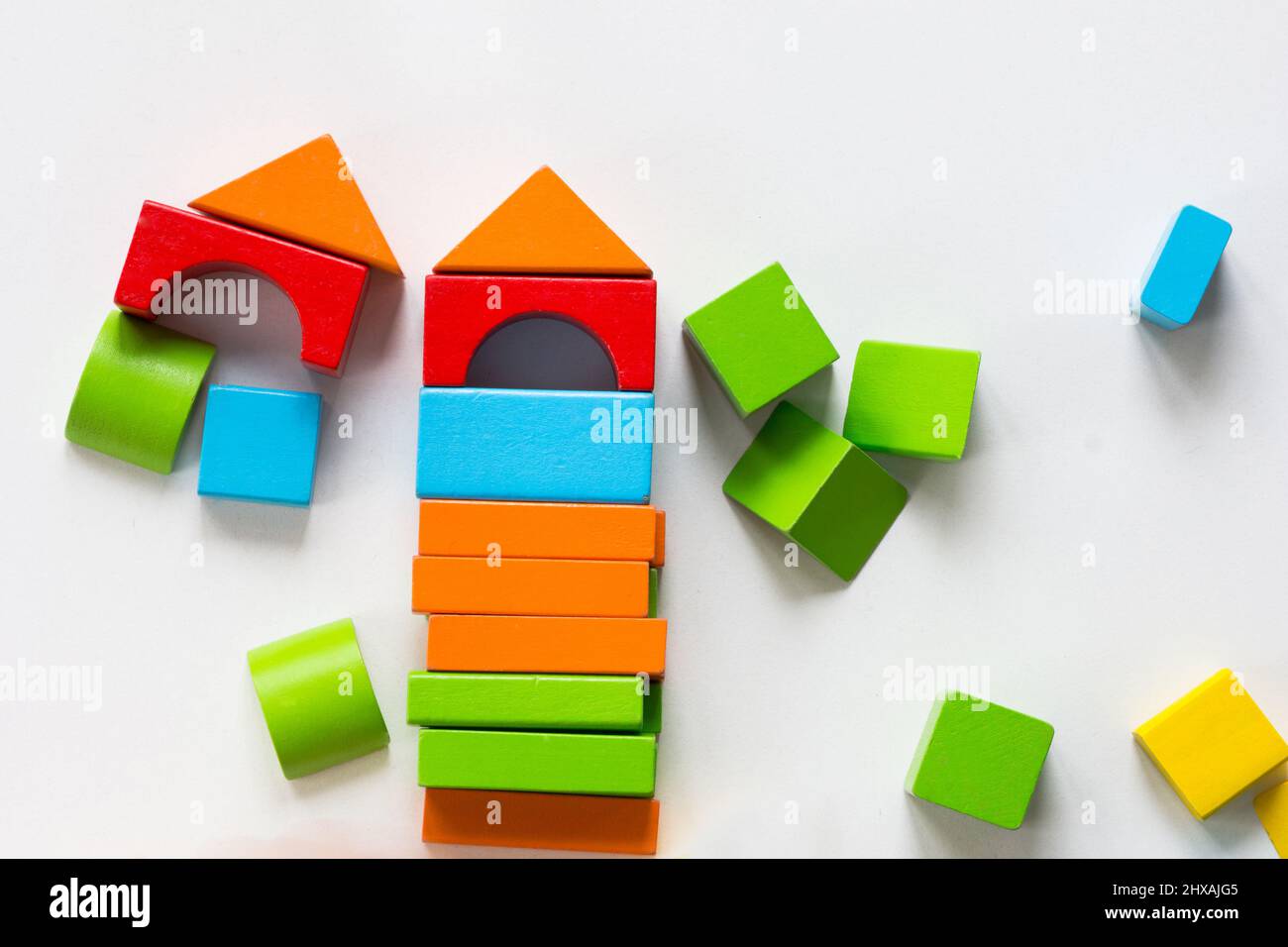Multicolor blocks for children on the white background Stock Photo - Alamy