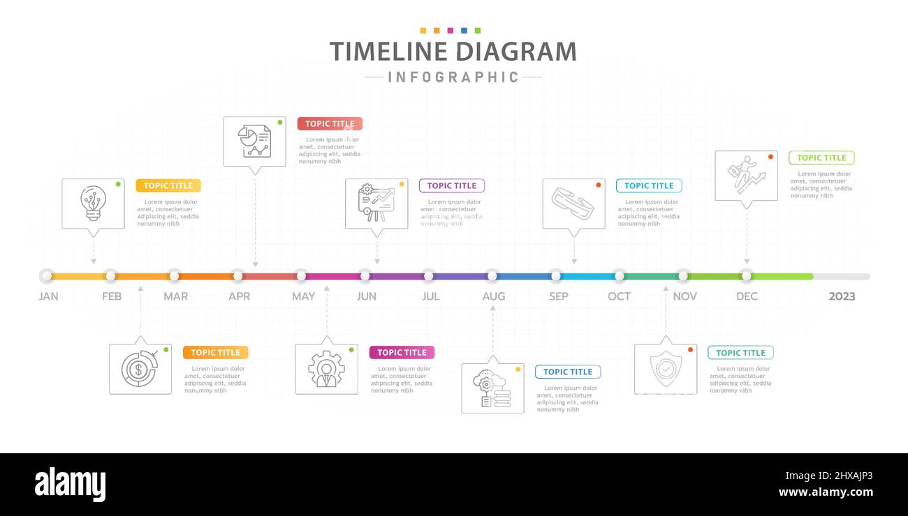Infographic template for business. 12 Months Timeline diagram calendar ...