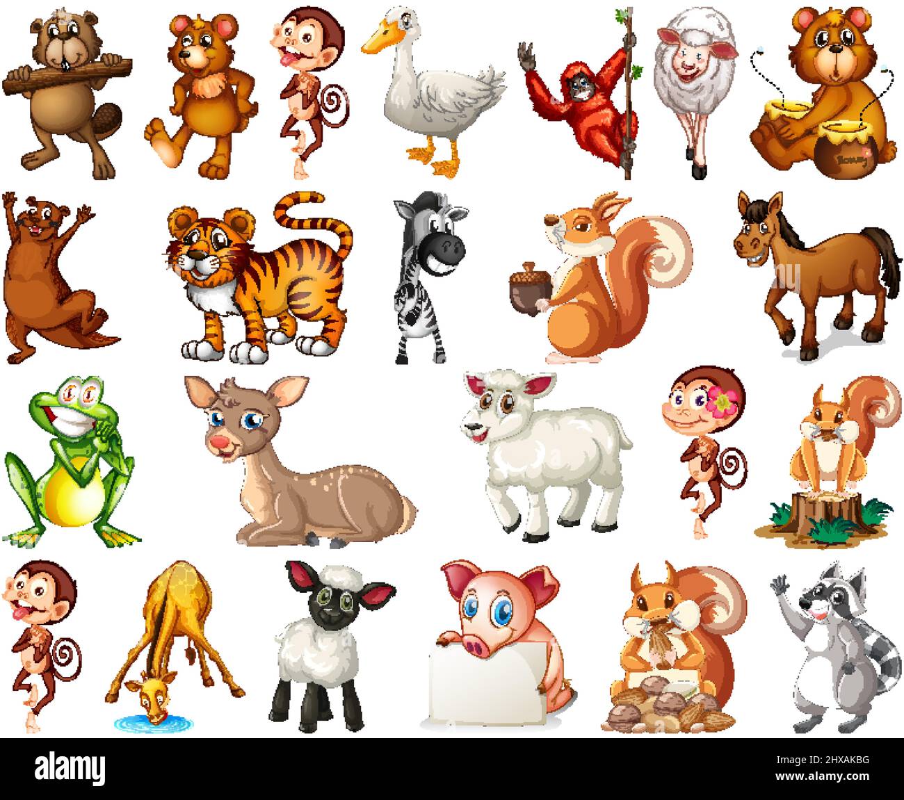 Set of animal cartoon character illustration Stock Vector Image & Art ...