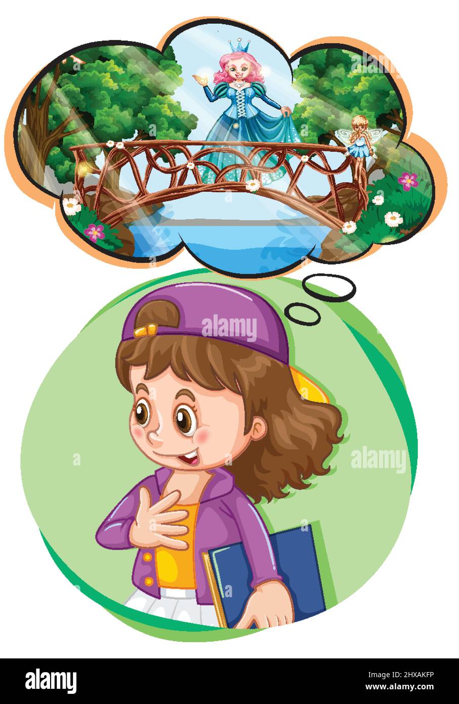 A girl thinking with callouts illustration Stock Vector Image & Art - Alamy