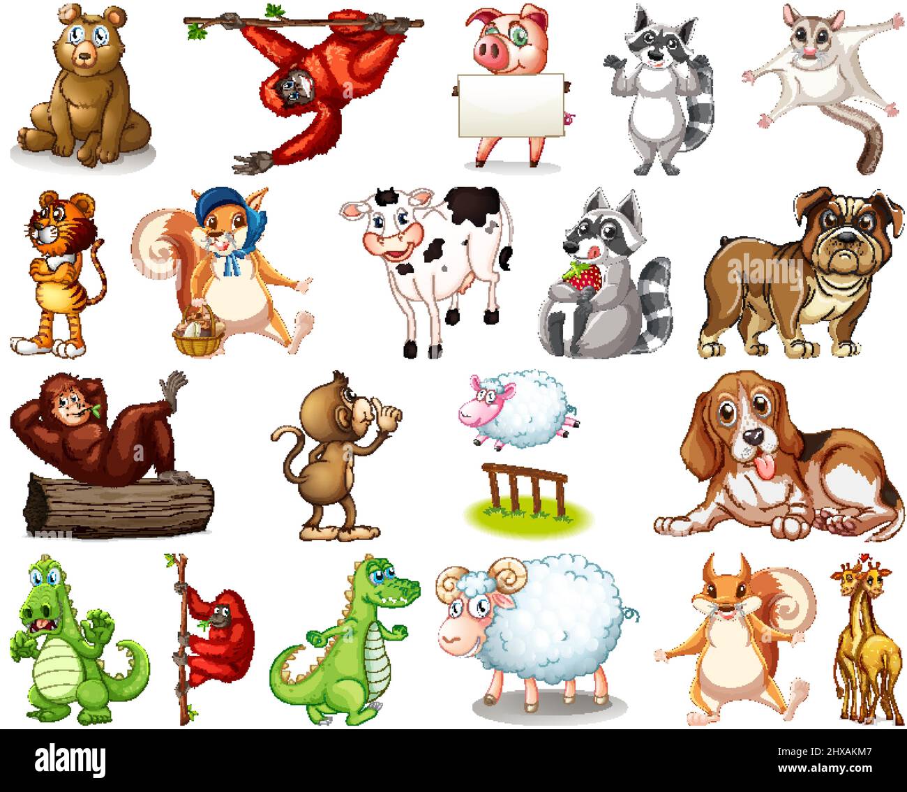 Set of animal cartoon character illustration Stock Vector Image & Art ...