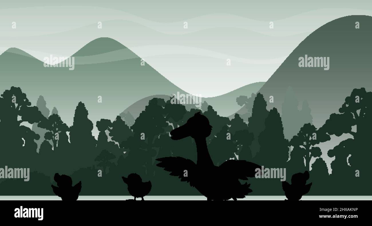 Silhouette shadow of forest scene illustration Stock Vector Image & Art ...