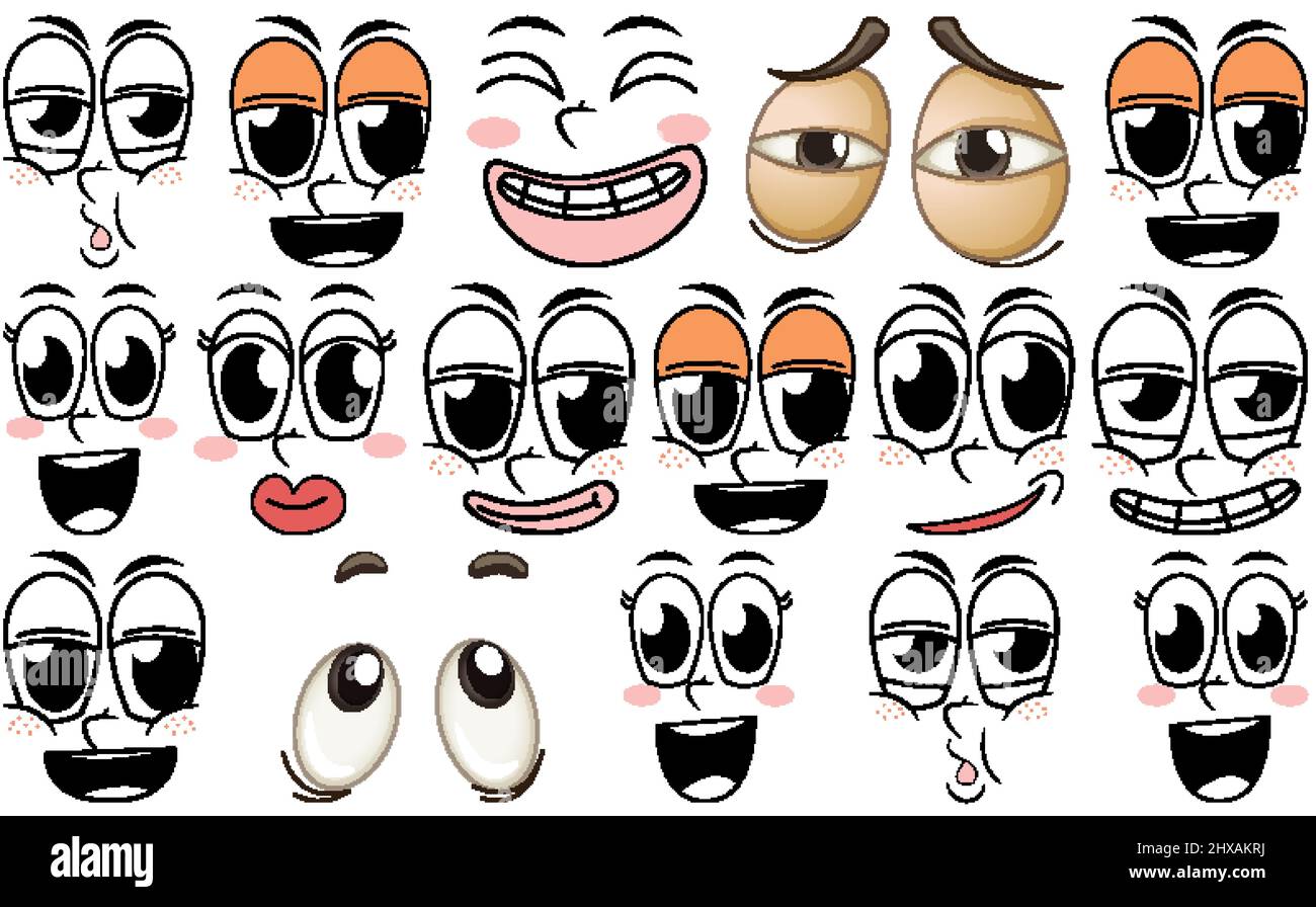 Set of facial expression on white background illustration Stock Vector ...