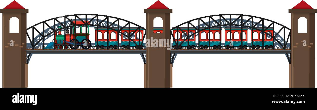 Isolated steam locomotive on bridge illustration Stock Vector Image ...