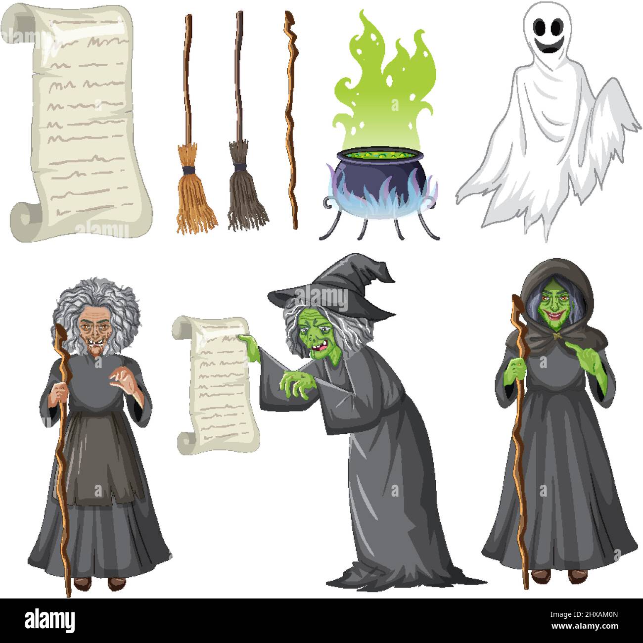 Set of witches and wizard objects illustration Stock Vector Image & Art ...
