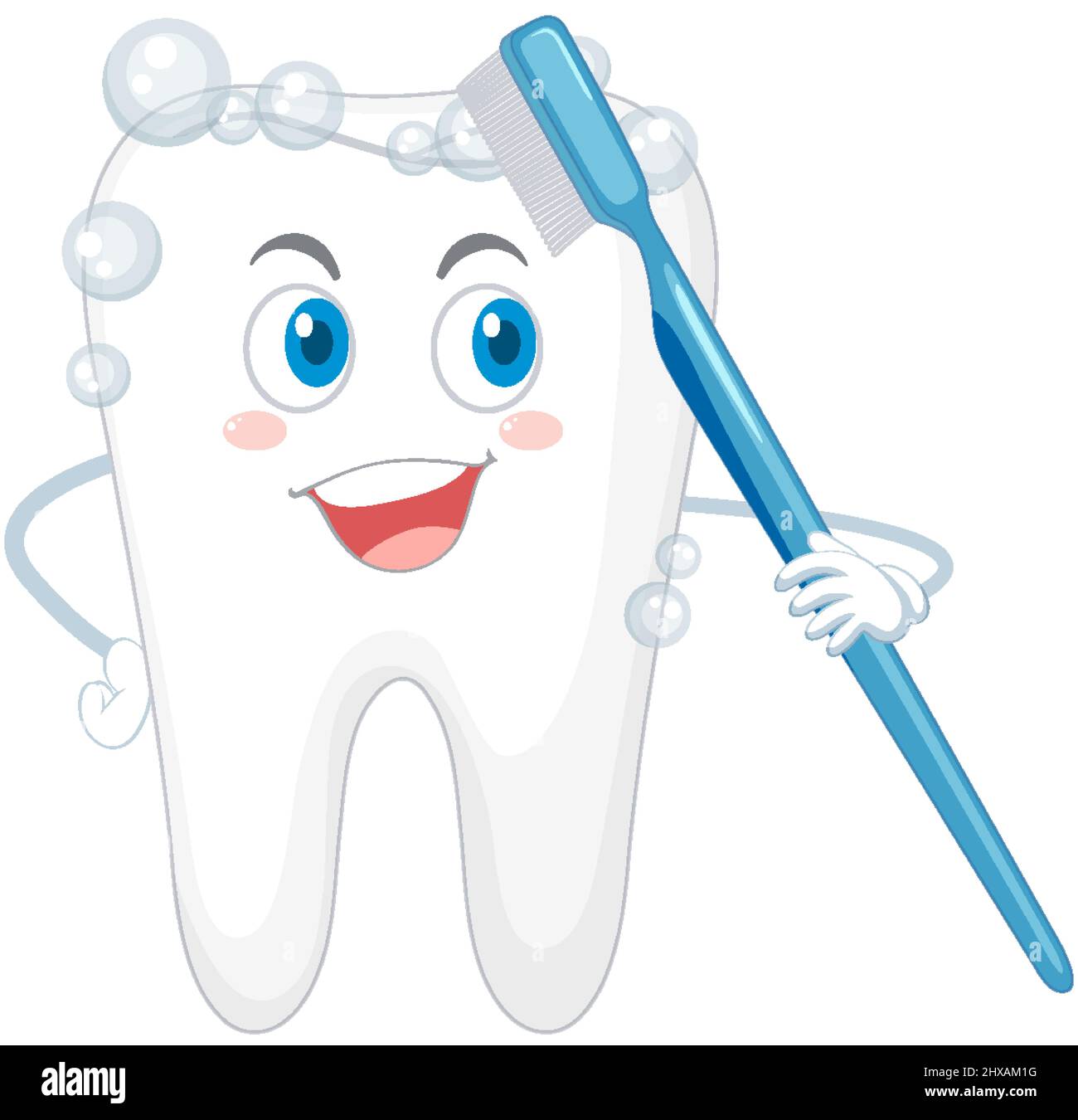 Happy tooth brushing itself on white background illustration Stock ...
