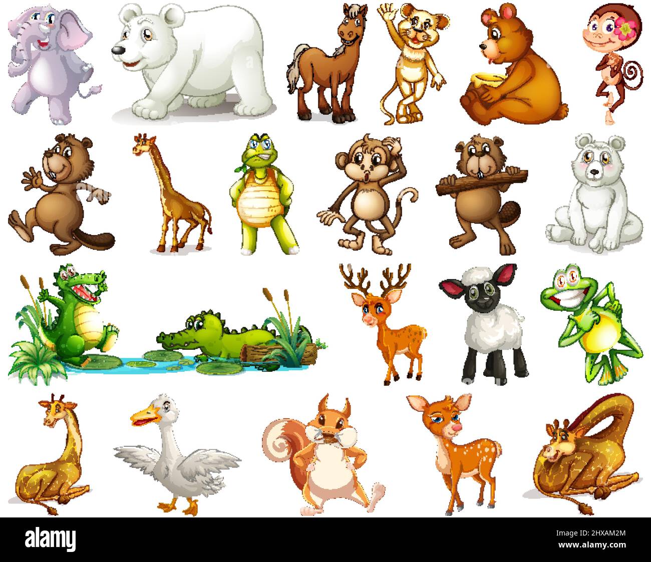 Set of animal cartoon character illustration Stock Vector Image & Art ...