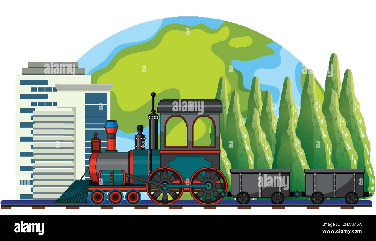 Train with natural scene illustration Stock Vector Image & Art - Alamy