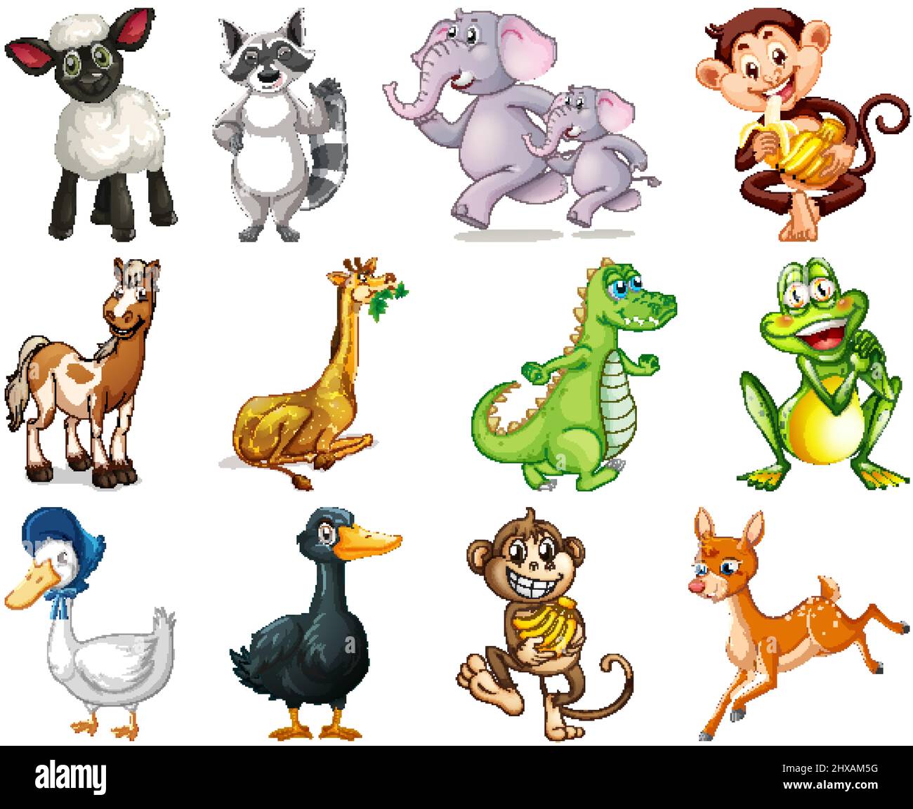Set of animal cartoon character illustration Stock Vector Image & Art ...