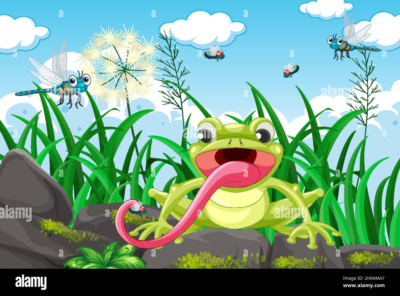 Frog living in nature illustration Stock Vector Image & Art - Alamy