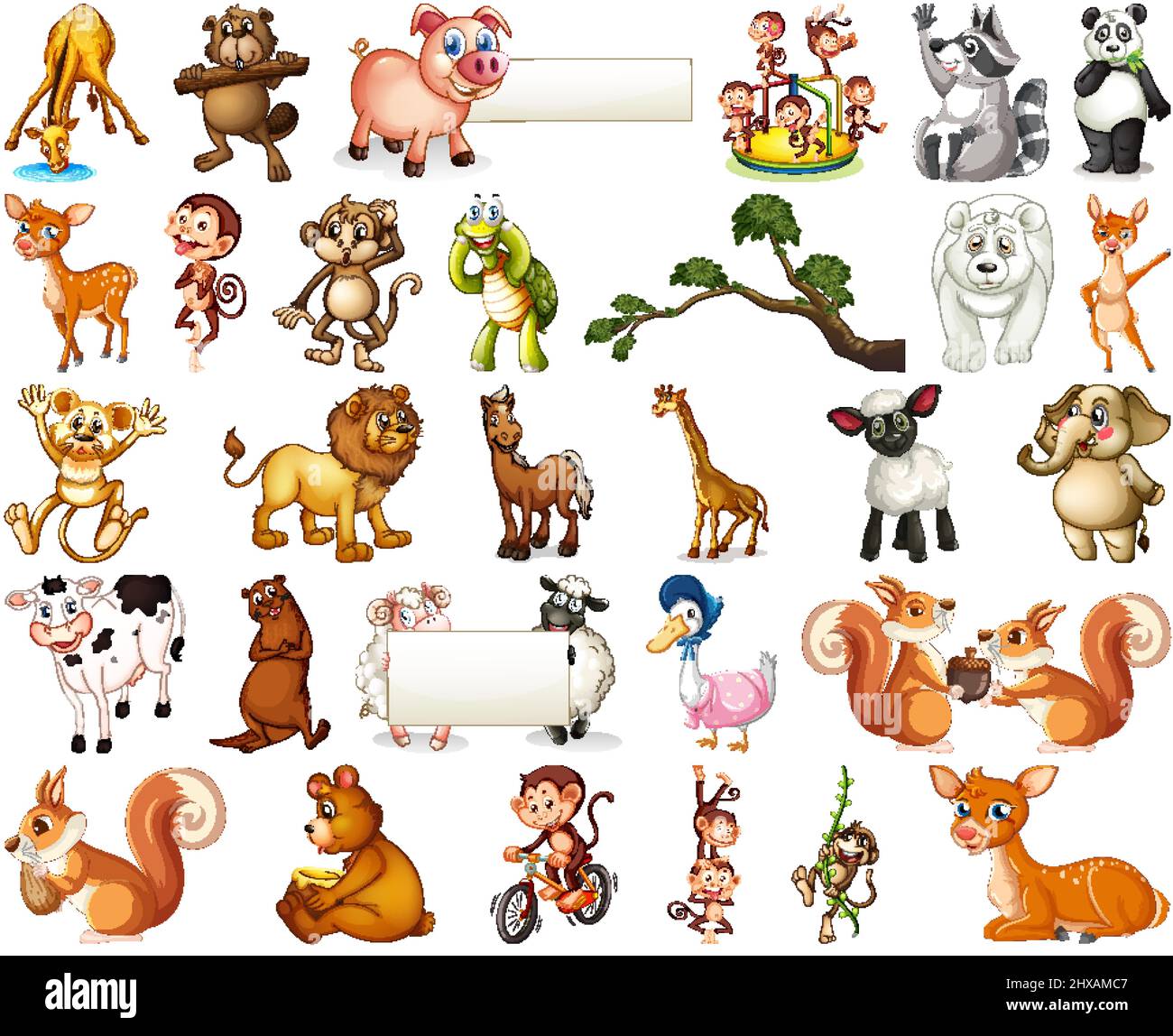 Set of animal cartoon character illustration Stock Vector Image & Art ...