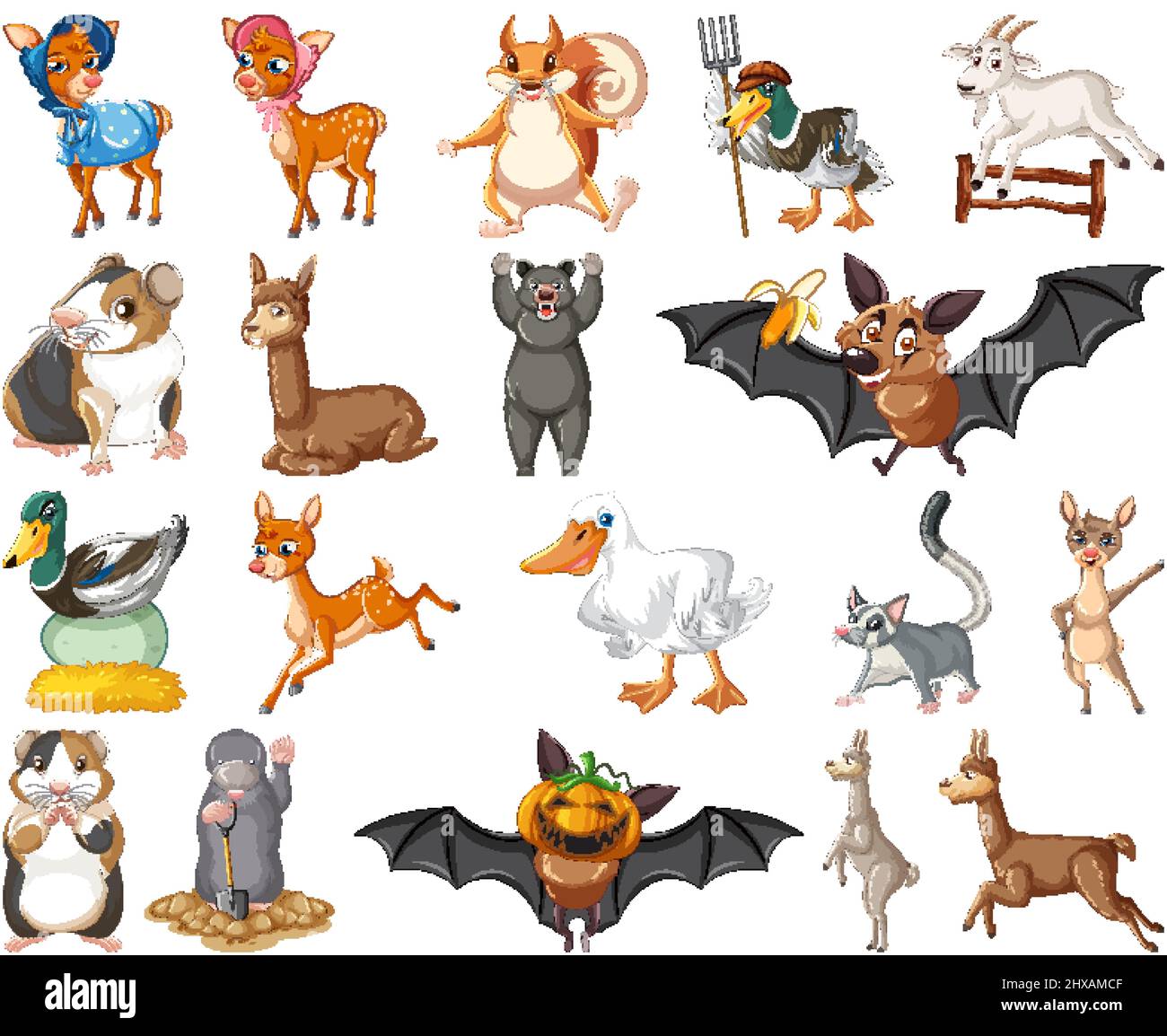 Set of animal cartoon character illustration Stock Vector Image & Art ...