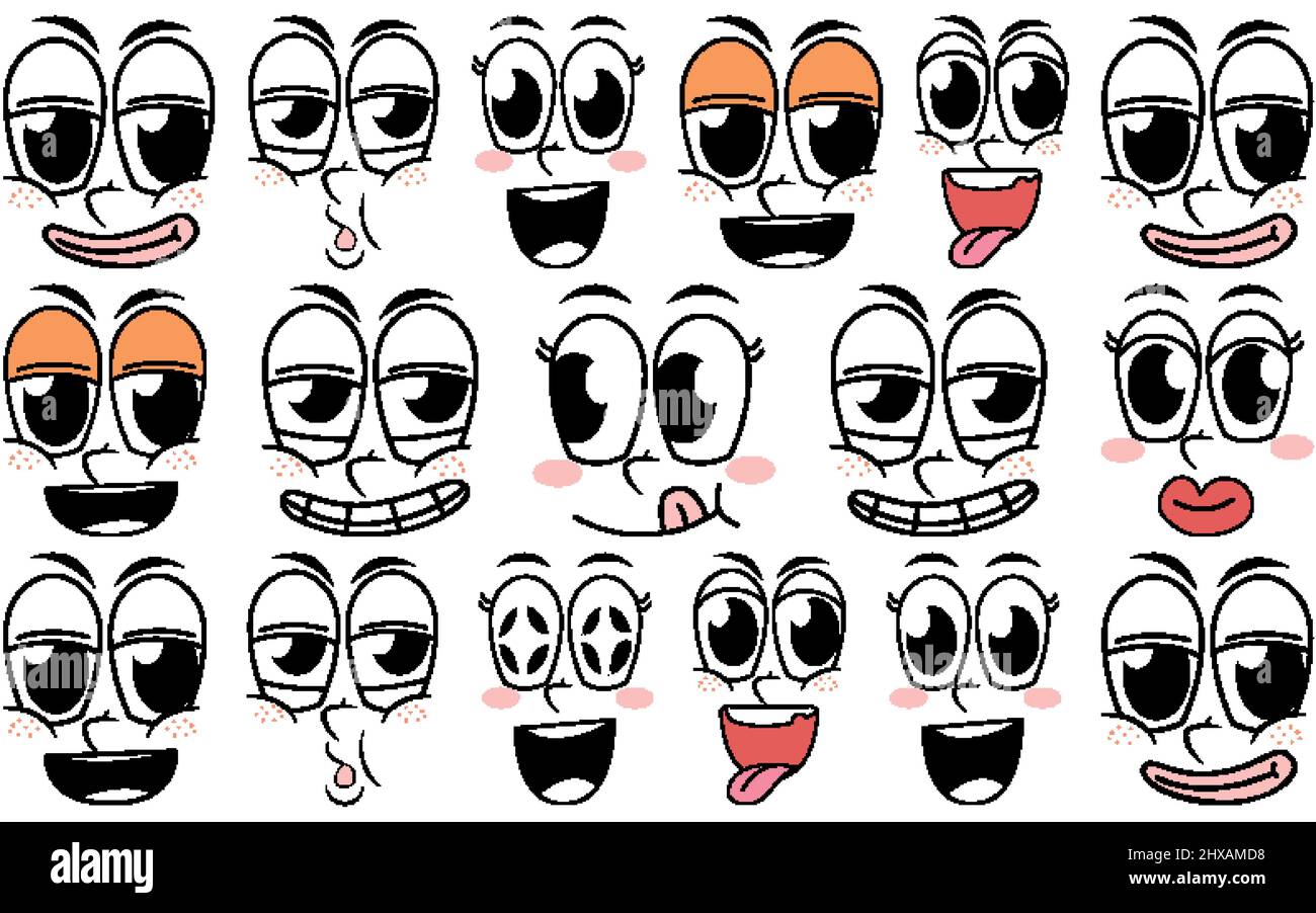 Set of facial expression on white background illustration Stock Vector ...