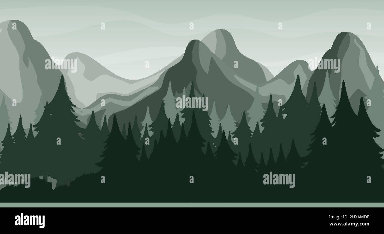 Silhouette shadow of forest scene illustration Stock Vector Image & Art ...