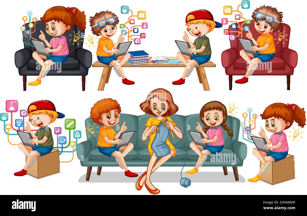 Set of children doing different activities illustration Stock Vector ...
