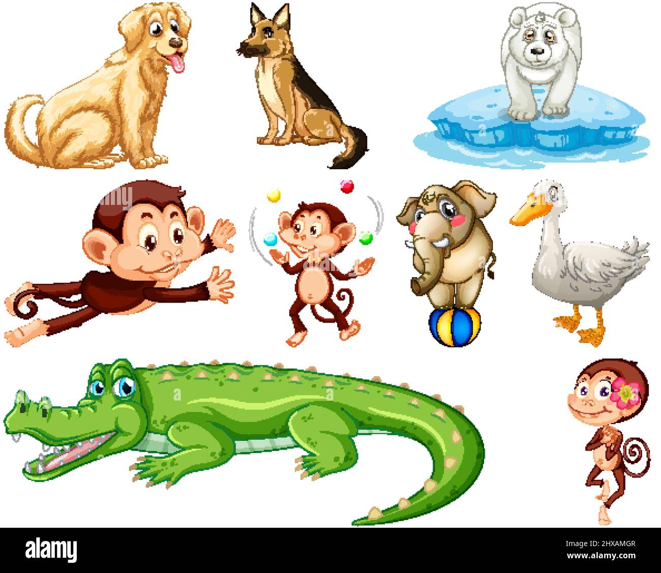 Set of animal cartoon character illustration Stock Vector Image & Art ...