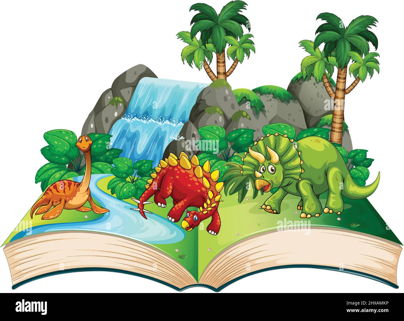 Book of dinosaur in the forest illustration Stock Vector Image & Art ...