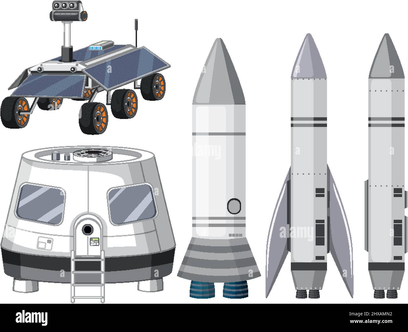 Set Of Spaceship And Satellite Objects Illustration Stock Vector Image 2703