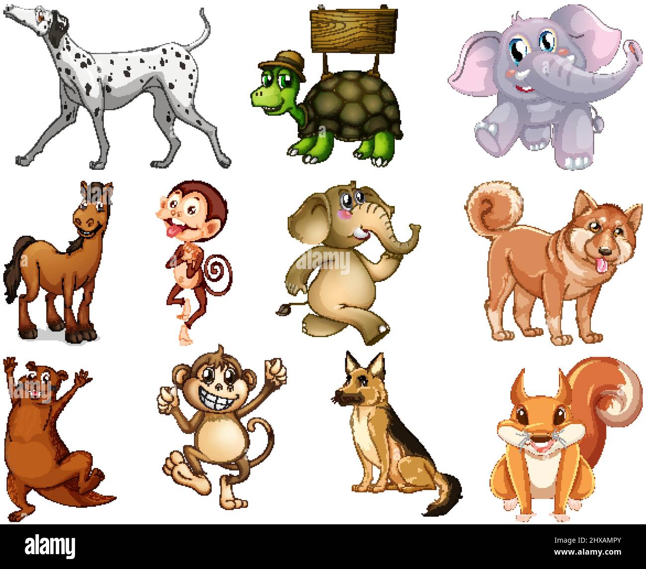 Set of animal cartoon character illustration Stock Vector Image & Art ...