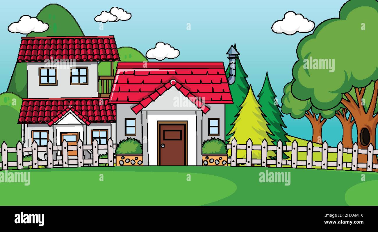 A simple house in nature background illustration Stock Vector Image ...