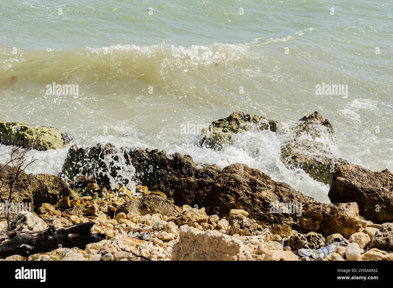 Sea Water Between Rocks In Jamaica Stock Photo - Alamy