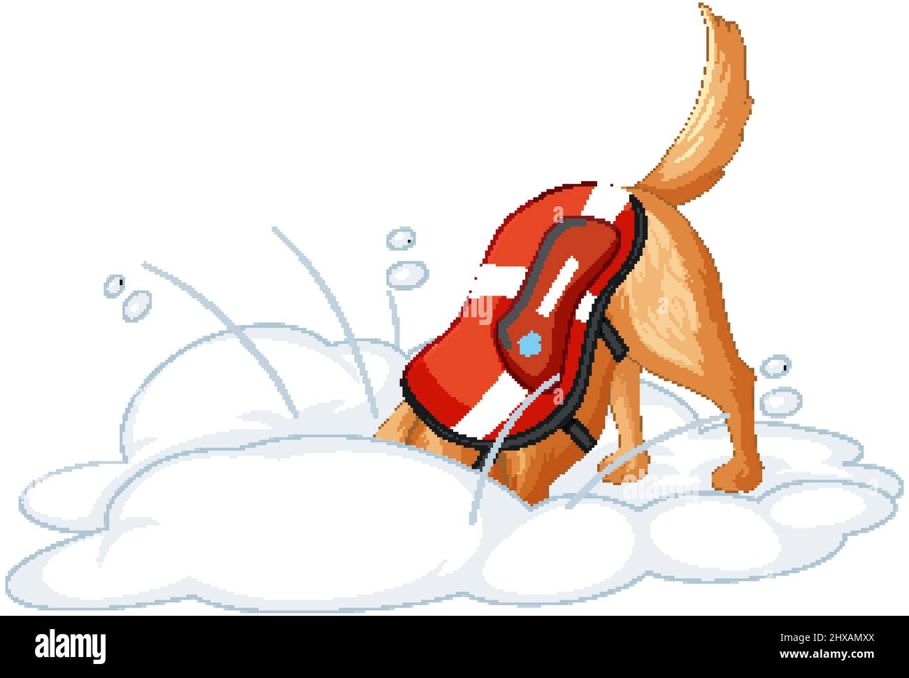 A dog in rescue uniform help people on white background illustration ...