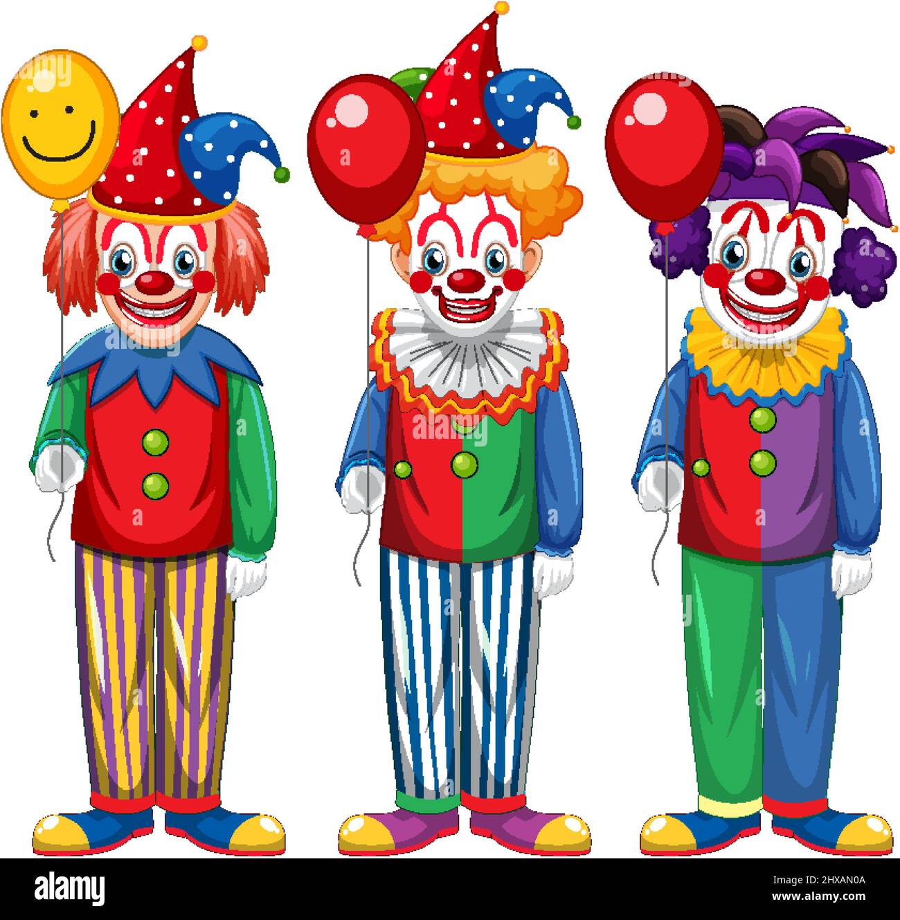 Set of clown cartoon character illustration Stock Vector Image & Art ...