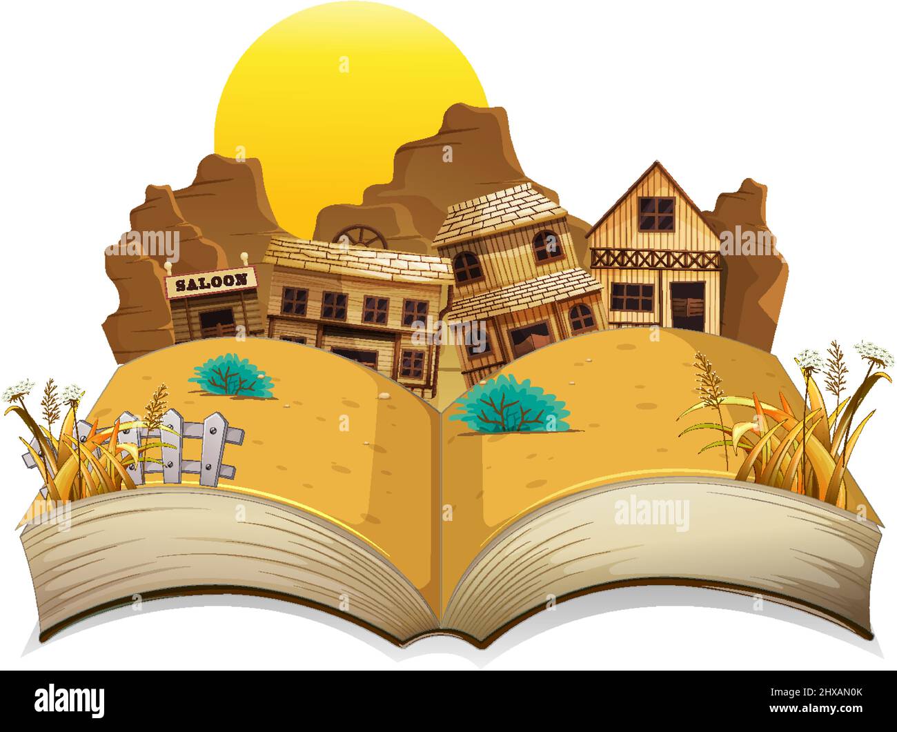 Open book with country landscape illustration Stock Vector Image & Art ...