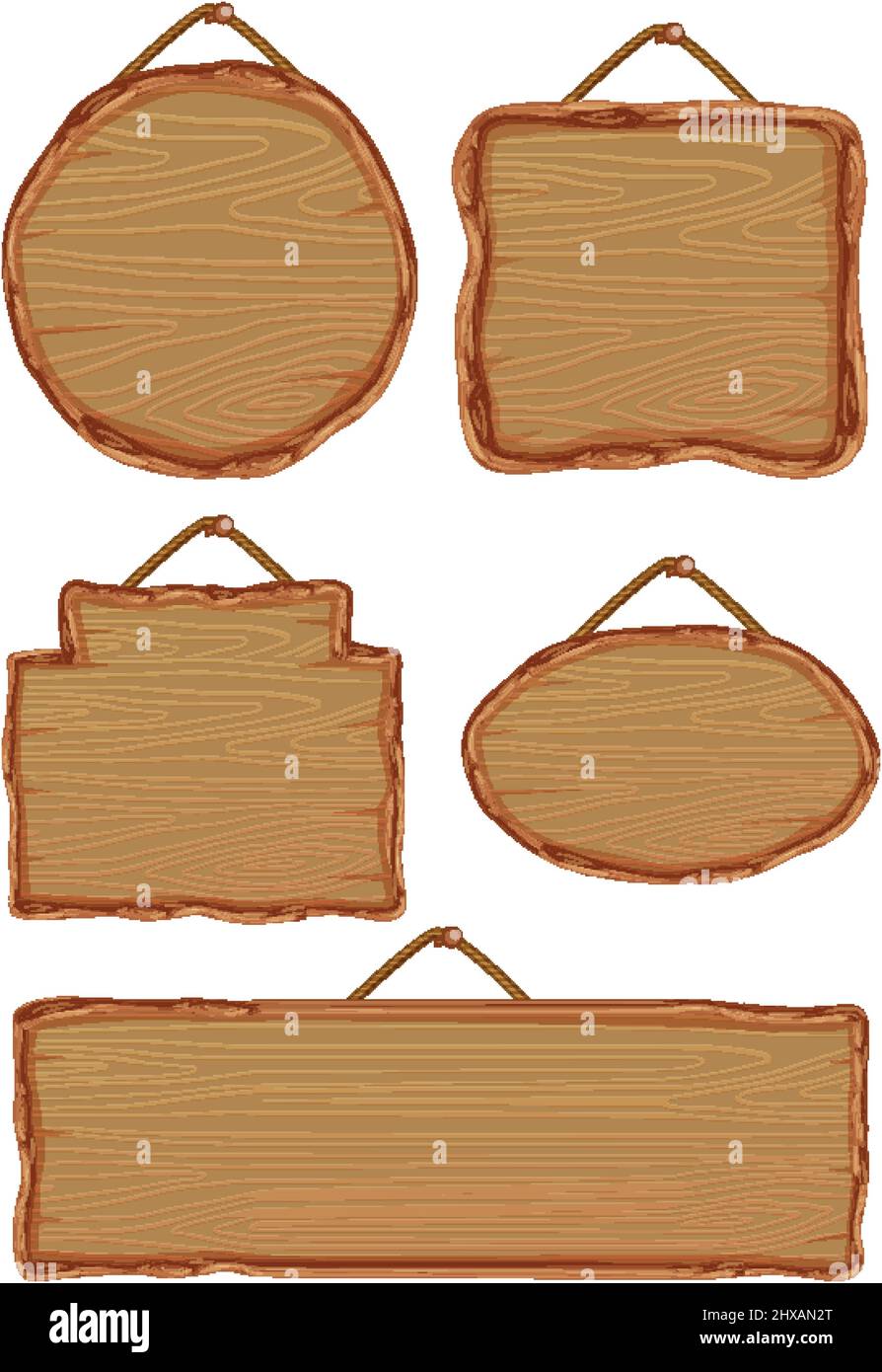 Set of different wooden sign boards illustration Stock Vector Image ...